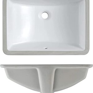 Lifezcime 18 x13 inch Undermount Rectangle Bathroom Sink U-shape Base with Overflow Pure White Porcelain Ceramic Lavatory Vanity Bathroom Vessel Sink Drop In Bathroom White Sink Wash Basin