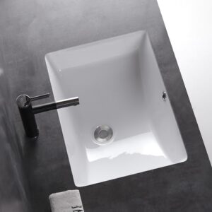 Lifezcime 18 x13 inch Undermount Rectangle Bathroom Sink U-shape Base with Overflow Pure White Porcelain Ceramic Lavatory Vanity Bathroom Vessel Sink Drop In Bathroom White Sink Wash Basin