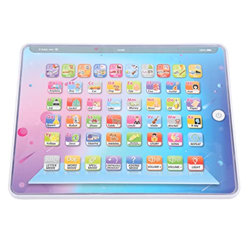 Mothinessto Kids Learning Tablet, Full English Teaching Learning Machine Anti Blue Light Touch Voice Tablet Appearance for Kindergarten