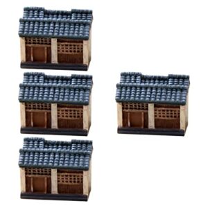 happyyami 4pcs jiangnan dwellings resin house lanscape decor tiny fairy house mini village houses fairy house garden statue mini hut statue miniature village houses bonsai mushroom outdoor