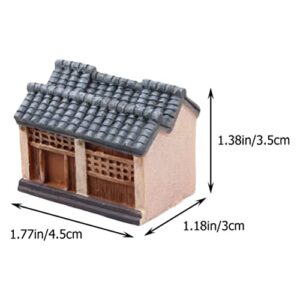 Happyyami 4Pcs Jiangnan dwellings Resin House lanscape Decor Tiny Fairy House Mini Village Houses Fairy House Garden Statue Mini hut Statue Miniature Village Houses Bonsai Mushroom Outdoor