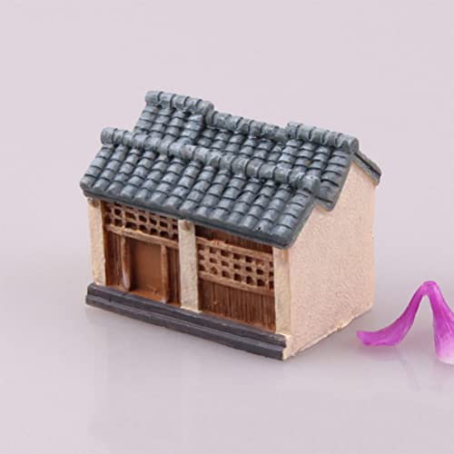 Happyyami 4Pcs Jiangnan dwellings Resin House lanscape Decor Tiny Fairy House Mini Village Houses Fairy House Garden Statue Mini hut Statue Miniature Village Houses Bonsai Mushroom Outdoor