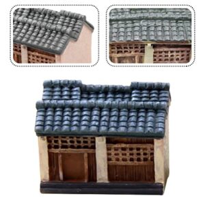 Happyyami 4Pcs Jiangnan dwellings Resin House lanscape Decor Tiny Fairy House Mini Village Houses Fairy House Garden Statue Mini hut Statue Miniature Village Houses Bonsai Mushroom Outdoor