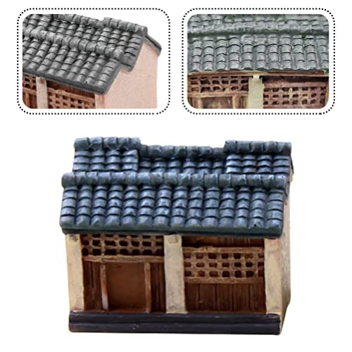 Happyyami 4Pcs Jiangnan dwellings Resin House lanscape Decor Tiny Fairy House Mini Village Houses Fairy House Garden Statue Mini hut Statue Miniature Village Houses Bonsai Mushroom Outdoor