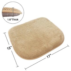 PAGGED Khaki Foam Seat Cushions Kitchen Chairs Pads for Dining Chairs Non Slip Patio Seat Cushions Set of 4 Washable U Shaped Soft Thick Large Metal Wooden Chair Cushions,17" x 15"