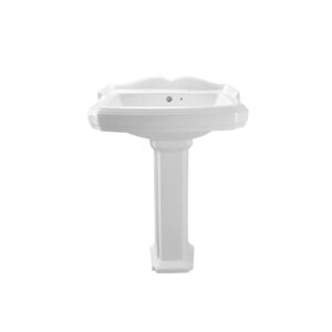 DeerValley DV-1P522 Dynasty Pedestal Sink 23" W X 19" D White Ceramic Pedestal Bathroom Sink With Overflow