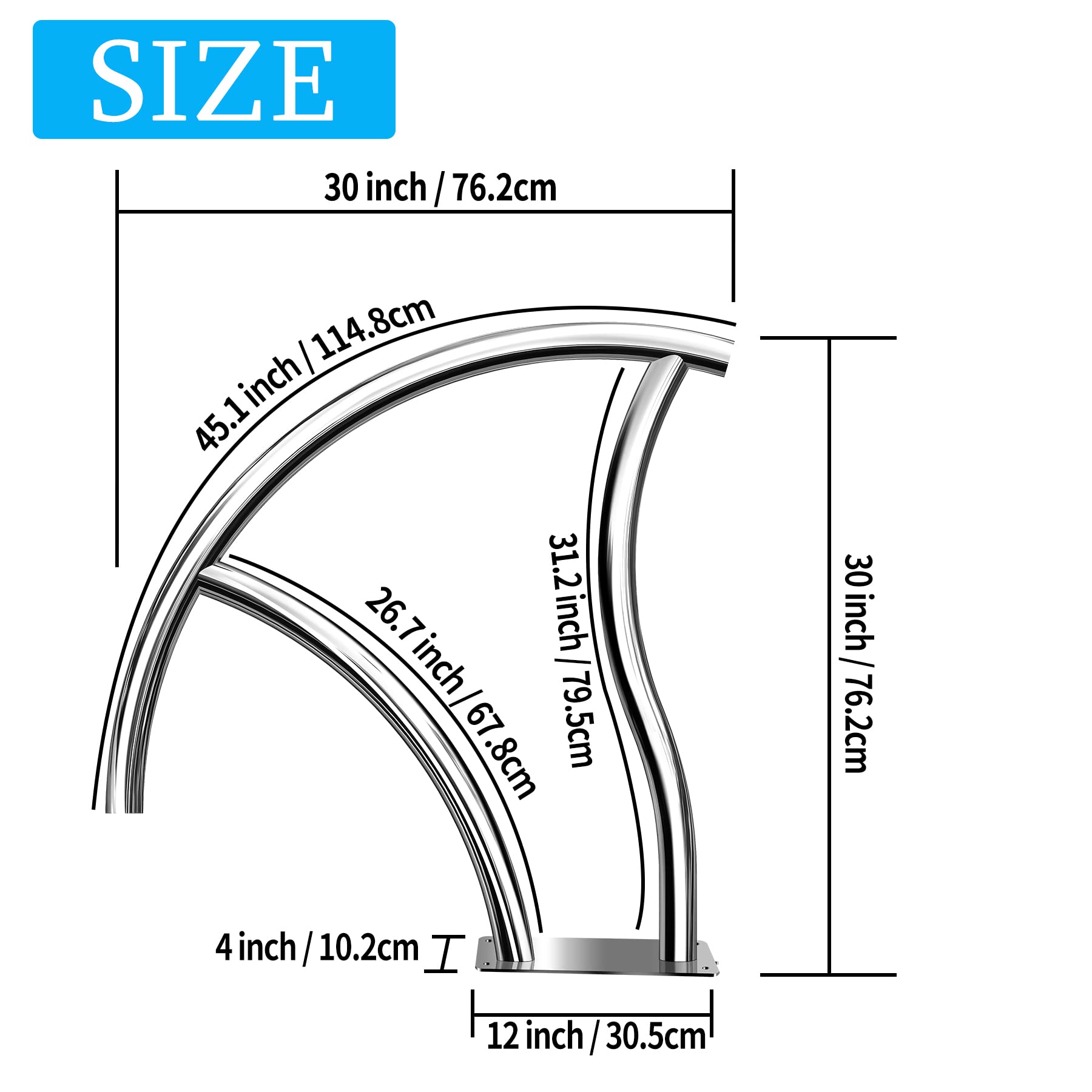 KODOM Pool Handrails 32x22.5 Pool Railing 304 Stainless Steel Rustproof Swimming Pool Safety Stairs Humanized Handle Pool Rails 250LBS Load Capacity for SPA&Inground Pools