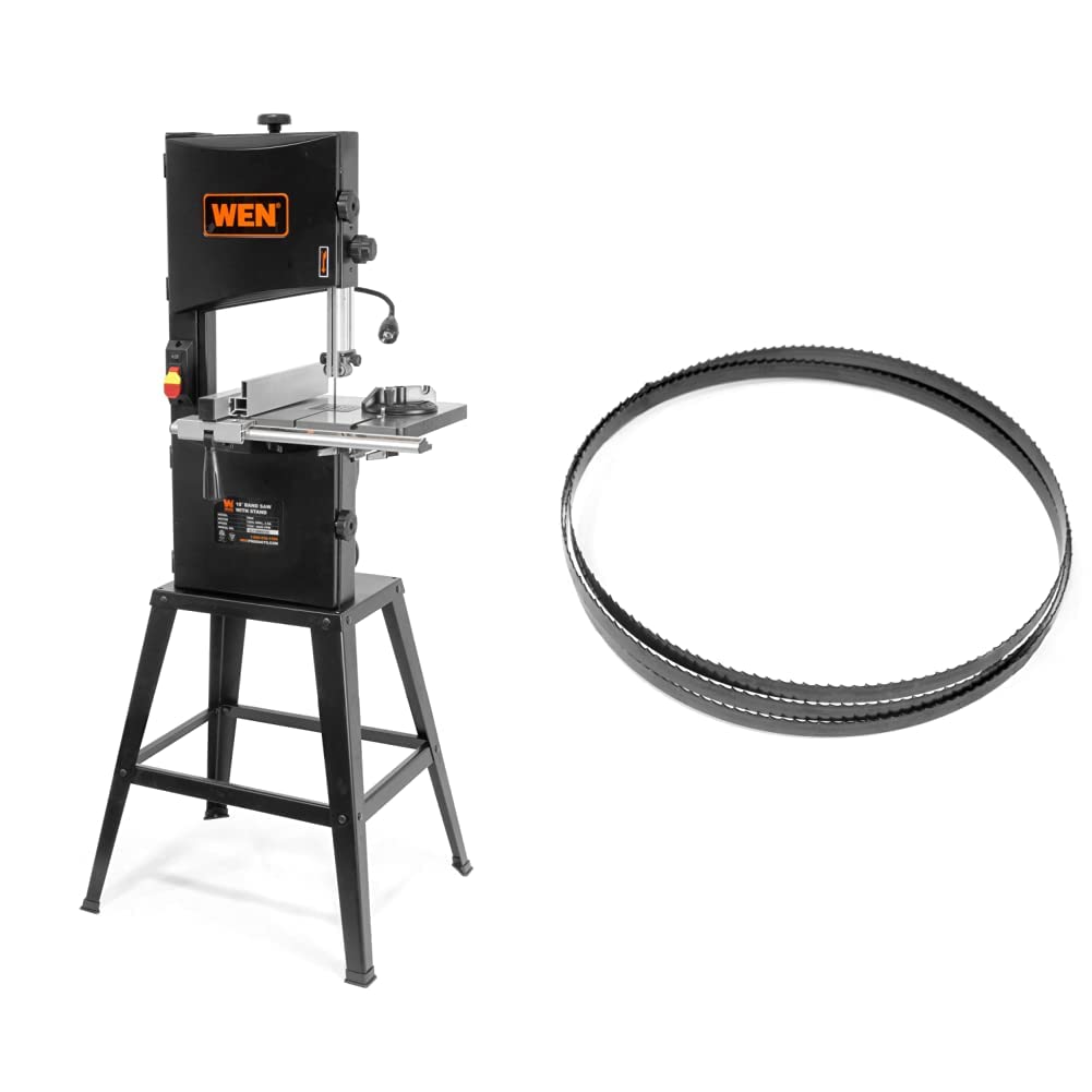 WEN Band Saw with Stand, 10-Inch, 3.5-Amp, Two-Speed (BA3962) and BB7250 72" Woodcutting Bandsaw Blade with 6 TPI & 1/2" Width