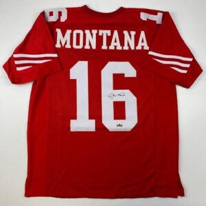 facsimile autographed joe montana san francisco red reprint laser auto football jersey size men's xl