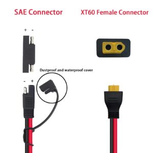 AnkEnergy 12AWG XT60 to SAE Connector Extension Cable for Solar Generator Portable Power Station SAE-XT60 (3Ft)