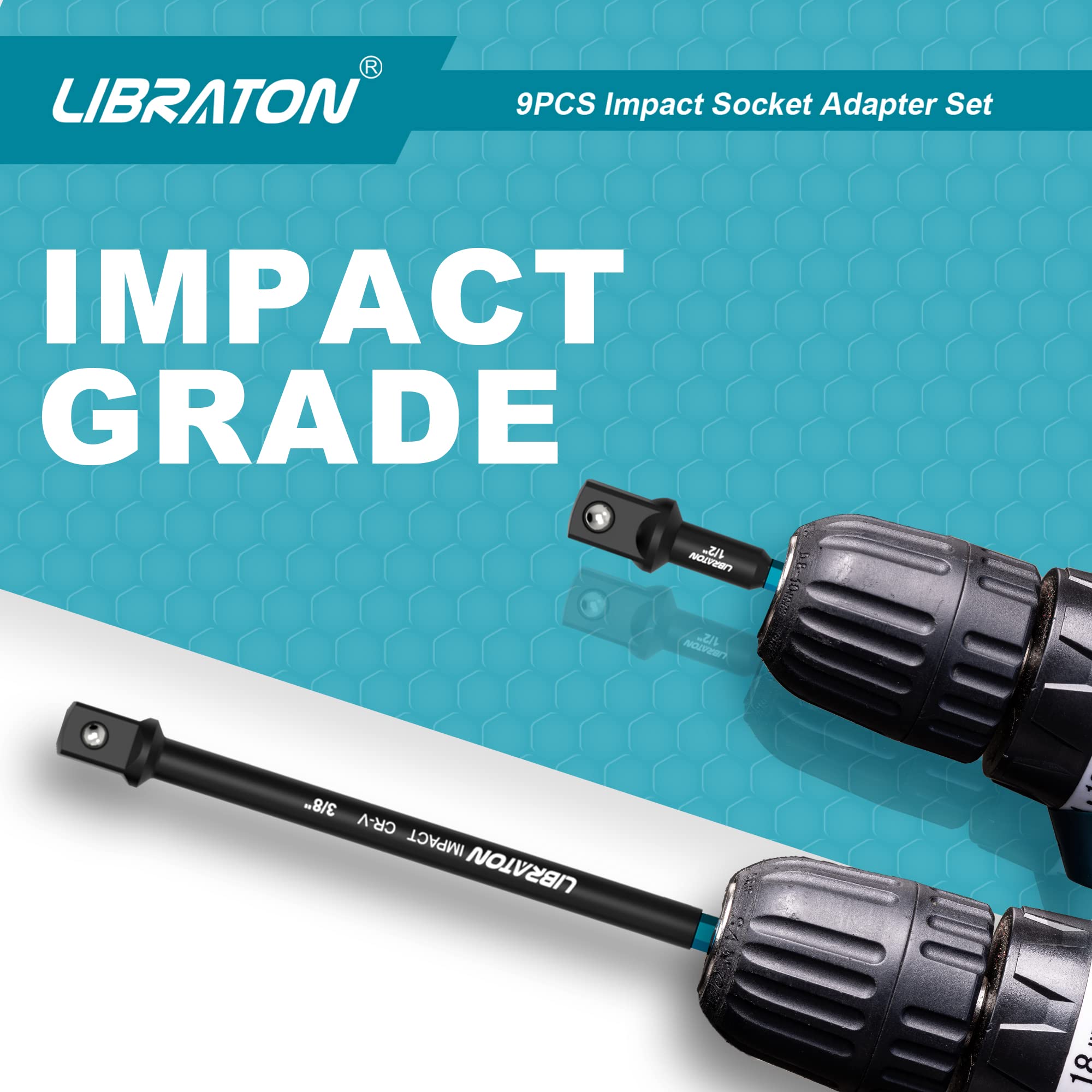 Libraton Impact Grade Socket Adapter Set, 3" 6" 12", Drill Socket Adapter, Impact Socket Adapter, Socket Driver Adapter, Drill Socket Adapter Extension, Adapter Power Drill to Torque Impact Wrench