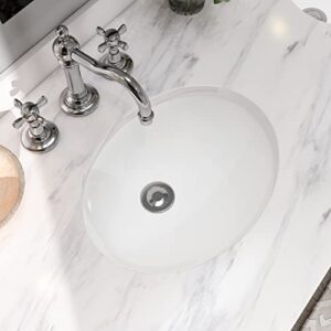 MEJE 19.5"x16" Oval Shape Bathroom Sink Undermount, Modern Pure White Porcelain Ceramic Vanity Top Sink, Basin with Overflow