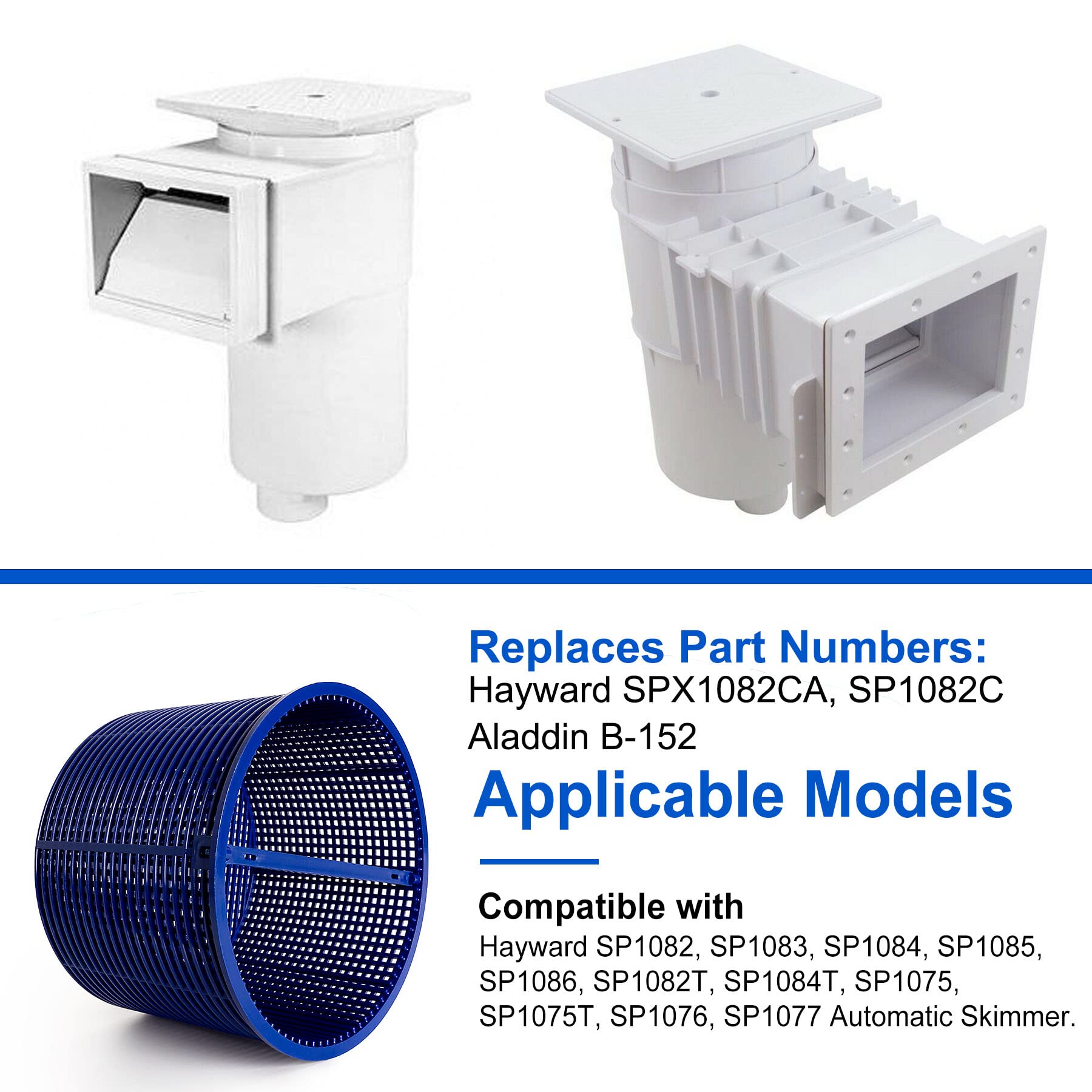 Porscan SPX1082CA Skimmer Basket Replacement for Hayward Swimming Pool Skimmer, Filter Basket Assembly with Handle Compatible with Aladdin B-152 Hayward SPX1082CA SP1082C Select Automatic Skimmers