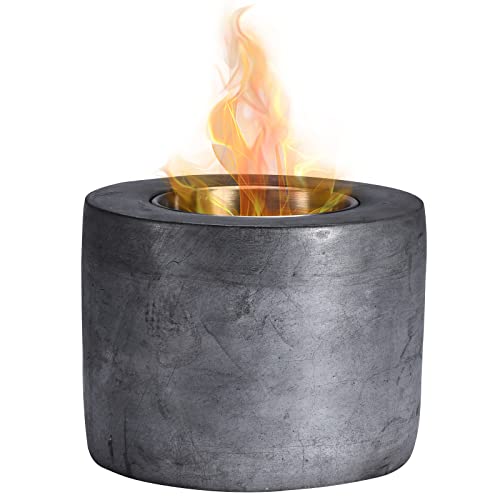 ROUNDFIRE Classic Concrete Tabletop Fire Pit - Fire Bowl, Portable Fire Pit, Small Personal Fireplace for Indoor and Garden Use