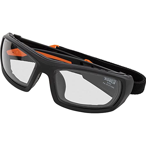 Klein Tools 60470 Safety Glasses, ANSI Z87.1+ Pro Full Frame Gasket Safety Glasses, Clear Lenses, UV Protection, Anti-Fog, Scratch Resistant