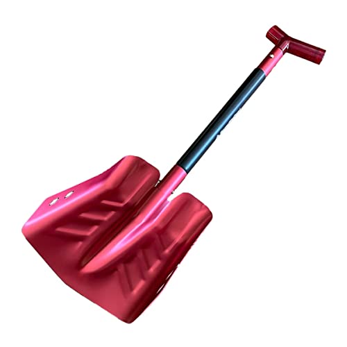 SnowBigDeal Emergency Snow Shovel with Saw - Converts from Dig to Chop/Hoe Mode Portable for Snowmobiles, Skiing, Backcountry, Avalanche Rescue Winter Survival Gear Car, Camping T6 Aluminum, Red