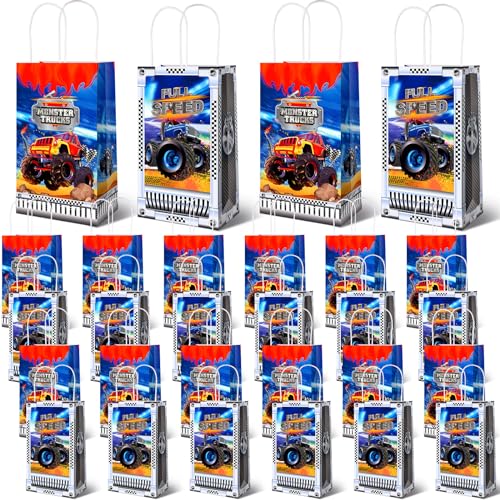 24 Pcs Truck Party Supplies Trucks Favors Bags with Handles Truck Themed Candy Bags Goodie Bags for Kids Truck Party Themed Birthday Party Supplies, 12 x 8 x 21 cm