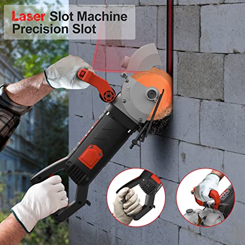 LASIEYO Wall Chaser Concrete Cutter, 5500w Electric Concrete Groove Cutting Machine with 5 Pieces Saw Blades and Laser Function for Brick Granite Marble Concrete, 42mm Cutting Width and Cutting Depth