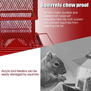 WANTELFOR Hanging Bird Feeders,Large Wild Bird Seed Feeders Outside,6.5lb Heavy Duty Metal Squirrel Proof Bird Feeders for Outdoors Hanging(Red)