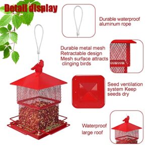 WANTELFOR Hanging Bird Feeders,Large Wild Bird Seed Feeders Outside,6.5lb Heavy Duty Metal Squirrel Proof Bird Feeders for Outdoors Hanging(Red)