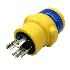 parkworld 62947 nema l14-30p to 10-30r adapter 4-prong generator 30a locking plug to dryer 3-prong 30a outlet (yellow)