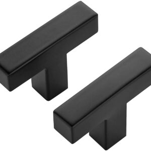 Ravinte 3 Pack Black Square Bar Cabinet Knobs 2 Inch Square Cabinet Pulls Matte Black Single Hole Kitchen Cabinet Handles