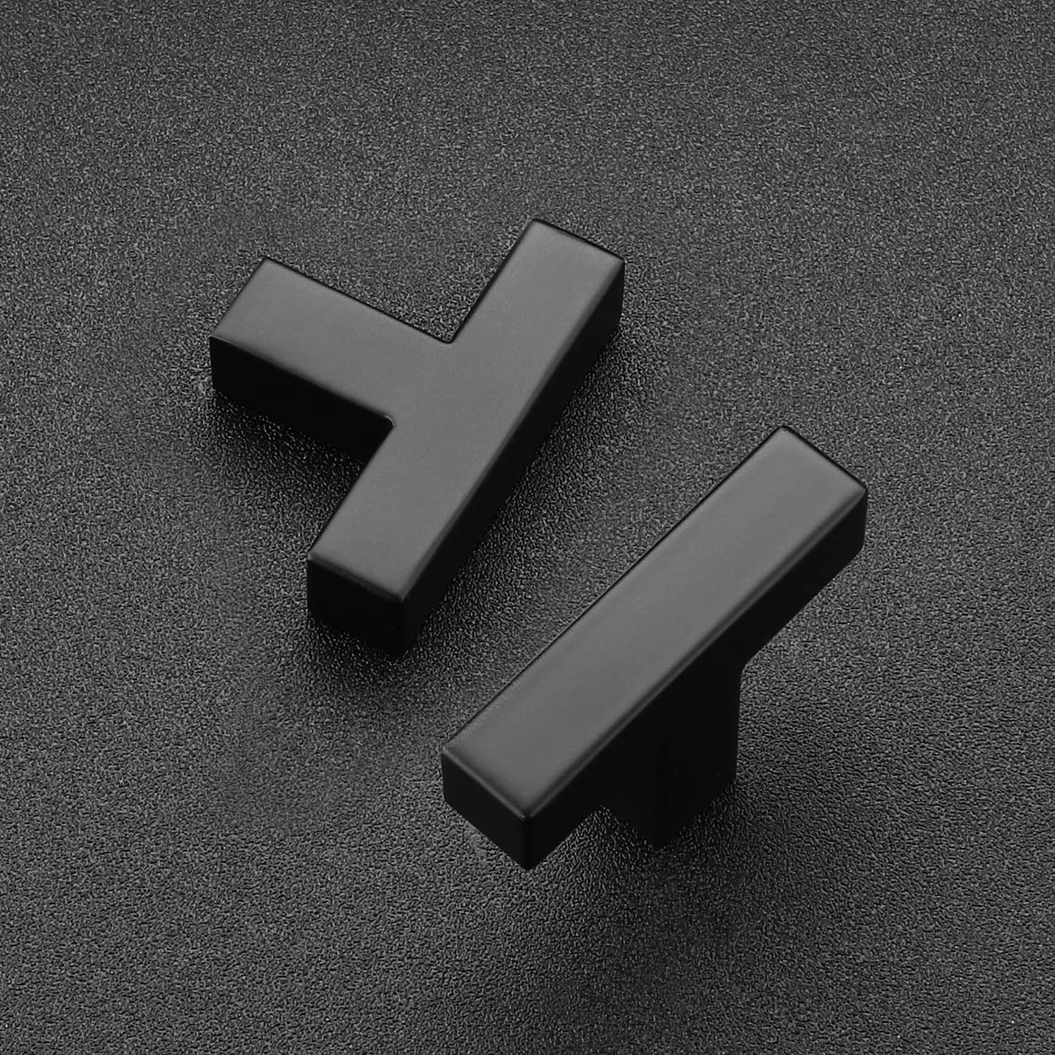 Ravinte 3 Pack Black Square Bar Cabinet Knobs 2 Inch Square Cabinet Pulls Matte Black Single Hole Kitchen Cabinet Handles