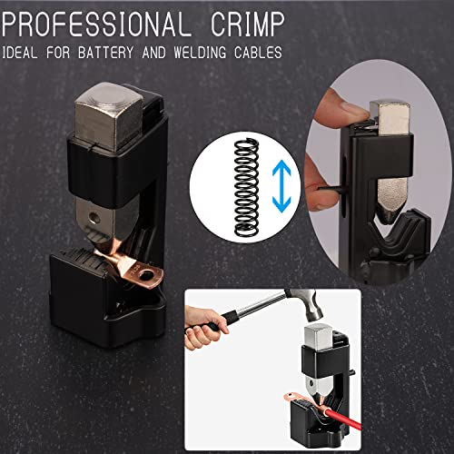 Hammer Lug Crimper Tool for Welding Cables Wire Terminal Crimp 16 AWG to 4/0 Wire Gauge,12PCS AWG 6 8 10 12(5/16" 1/4") Wire Copper Lugs,24PCS 3:1 Dual Wall Adhesive Heat Shrink Tubing