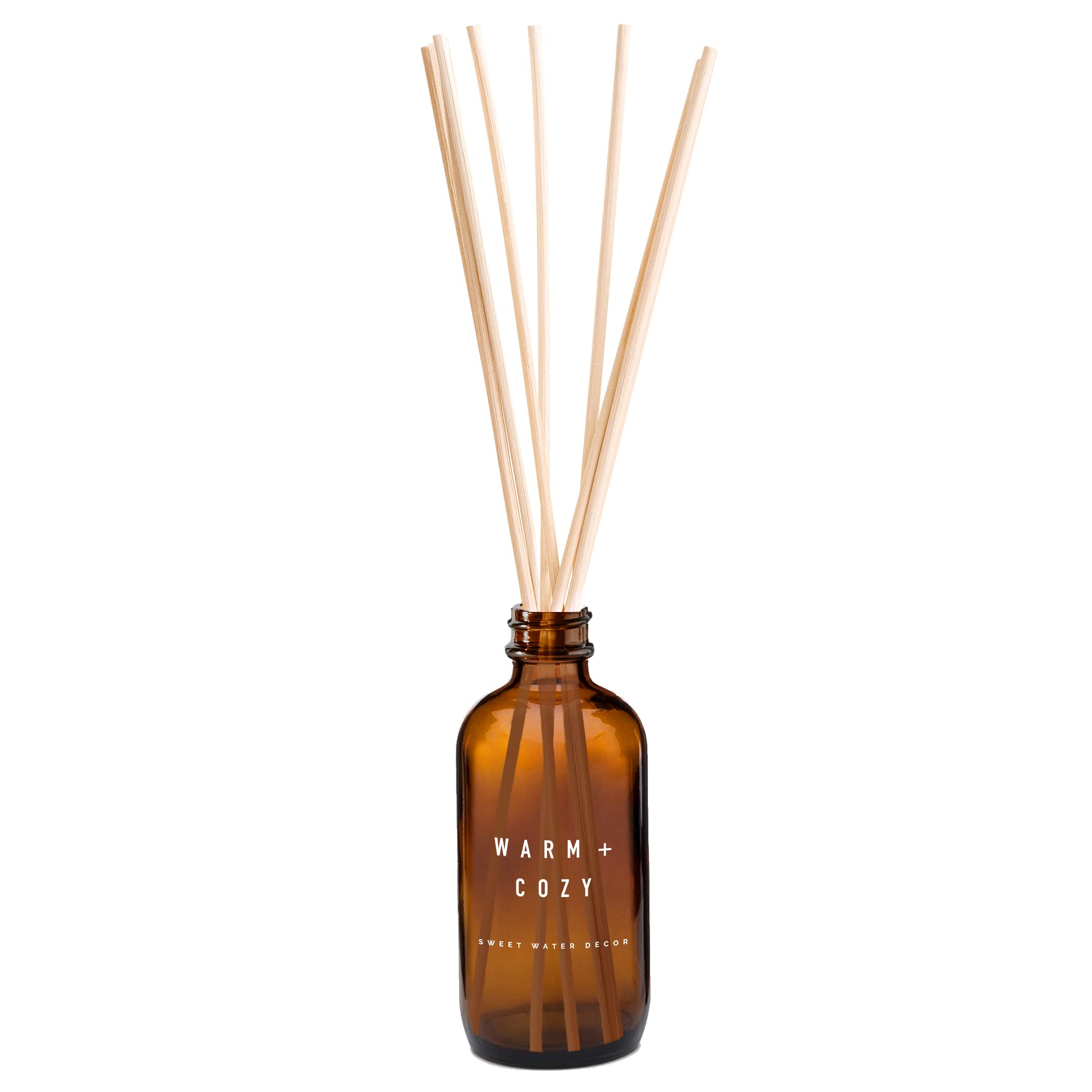 Sweet Water Decor Warm and Cozy Amber Reed Diffuser Set | Orange Peel, Cinnamon, Ginger, Clove, Cypress Scented Air Freshener | Fragrance Gift Sets | Housewarming Gifts | Decorative Scent Sticks