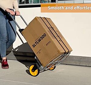 Mount Plus A1 Compact Folding Hand Truck and Dolly with Capacity of 264lbs | Aluminum Heavy-Duty Luggage Trolley Cart with Telescoping Handle and Rubber Wheels | Good for Indoor Outdoor Moving Travel