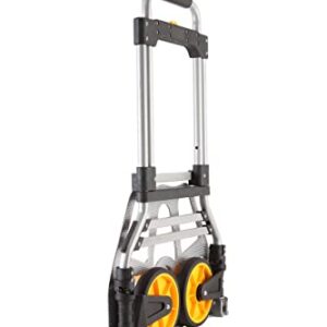 Mount Plus A1 Compact Folding Hand Truck and Dolly with Capacity of 264lbs | Aluminum Heavy-Duty Luggage Trolley Cart with Telescoping Handle and Rubber Wheels | Good for Indoor Outdoor Moving Travel