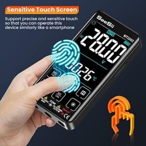 Touchscreen Digital Multimeter, Seesii 10000 Counts TRMS Auto-Ranging Voltmeter, Fast Accurately Measures AC/DC Amp Ohm Voltage Resistance Continuity Capacitance Temperature with Backlight Flashlight