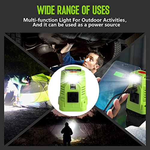 Portable Power Inverter for RYOBI 18V Volt Battery, with 5.9" USB Cable,150 Watt Portable Power Inverter with Dual USB & LED Light, DC 18V to AC 110~120V with AC Outlets, Modified Sine Wave