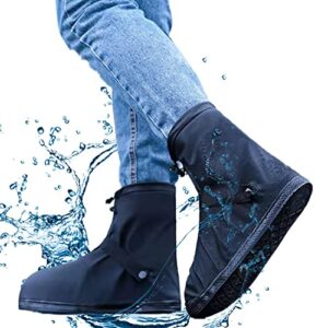 vboo shoe covers with zipper hard sole version waterproof shoe covers reusable galoshes for rainy and snowy outdoors garden etc, rain boots for men women kid (xxx-large, black)