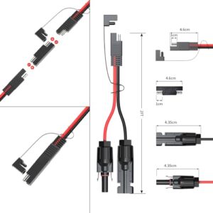 ELFCULB 10AWG 2FT Solar Connector to SAE Adapter 2 3.3 10 20 FT SAE Solar Panel Extension Cable with SAE Polarity Reverse Adapter for Solar Panels Car Battery Charger Kit