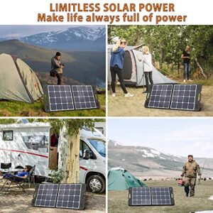 VDL Portable Solar Panel 100W - 20V Foldable Solar Panel with Kickstand, Folding Solar Charger Waterproof for for Portable Power Staion/RV/Marine Rooftop