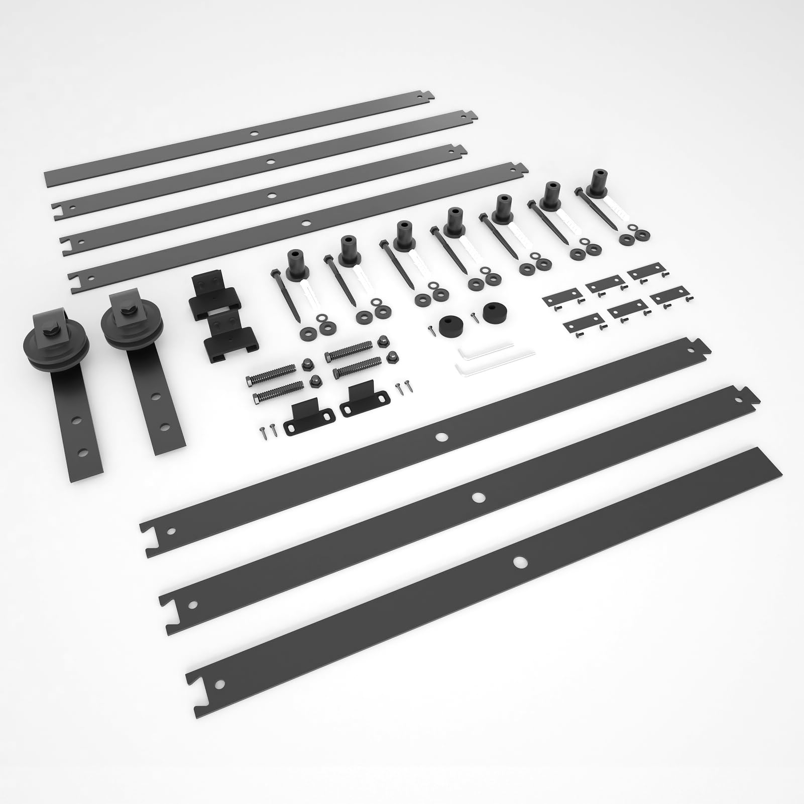 DaAzHai 8 Ft Barn Door Hardware Kit: Easy to Install -Smoothly and Quietly Sliding Barn Door Hardware Single Door Track Low Ceiling Sliding Door Hardware, Modular Track with Stable Connection