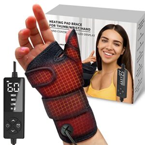 sticro wrist thumb brace heating pad for arthritis and carpal tunnel relief, hand heating pad for sprains trigger thumb, wrist hand tendonitis pain relief - left right hand