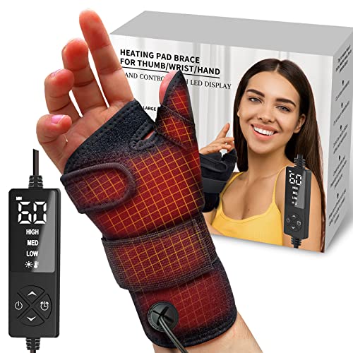 sticro Wrist Thumb Brace Heating Pad for Arthritis and Carpal Tunnel Relief, Hand Heating Pad for Sprains Trigger Thumb, Wrist Hand Tendonitis Pain Relief - Left Right Hand