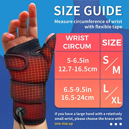 sticro Wrist Thumb Brace Heating Pad for Arthritis and Carpal Tunnel Relief, Hand Heating Pad for Sprains Trigger Thumb, Wrist Hand Tendonitis Pain Relief - Left Right Hand