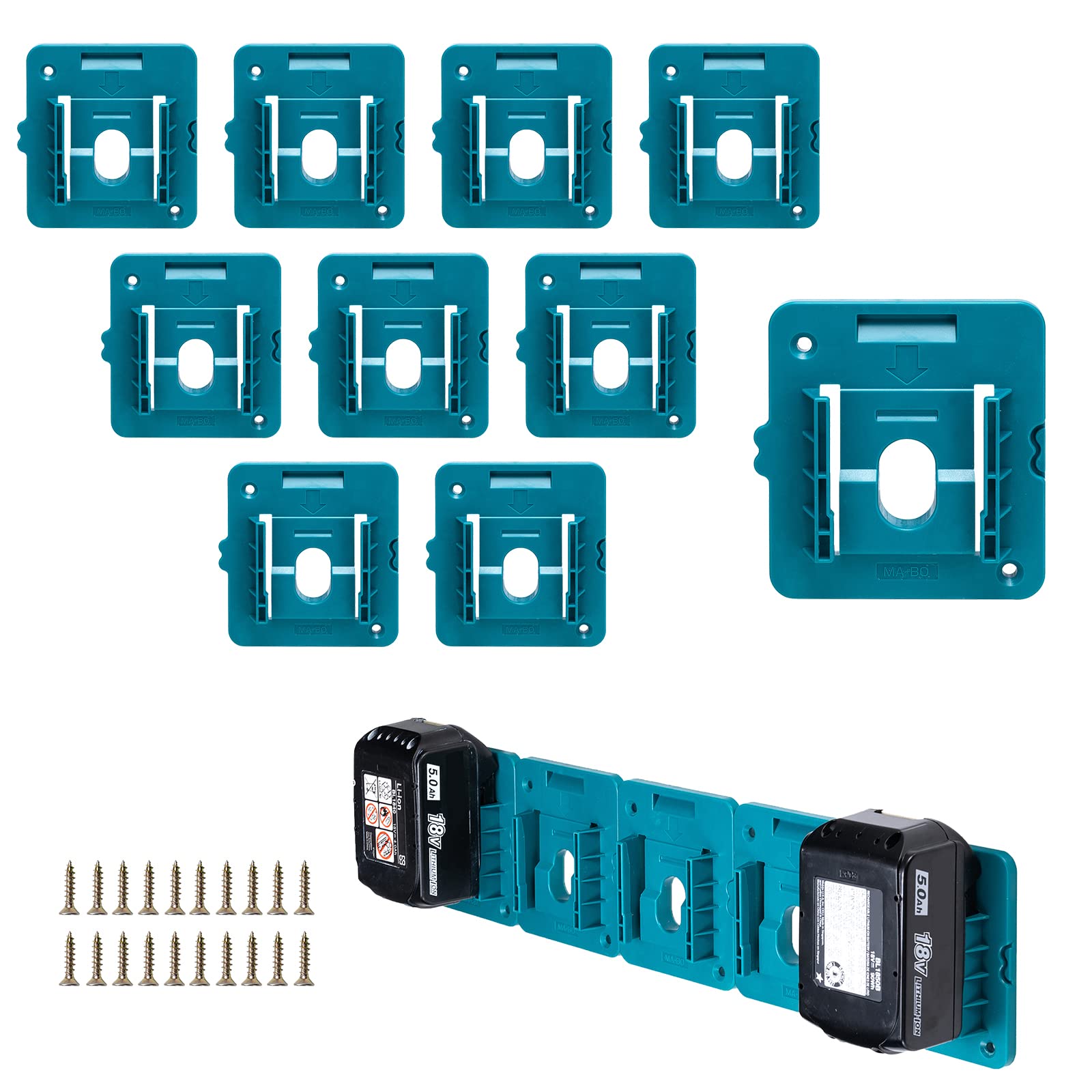 Crivnhar 10 Pack Battery Holder for Makita 18V Battery Mounts Dock Holder Fit for BL1860 BL1850 BL1840 BL1830(w/10 Screws)