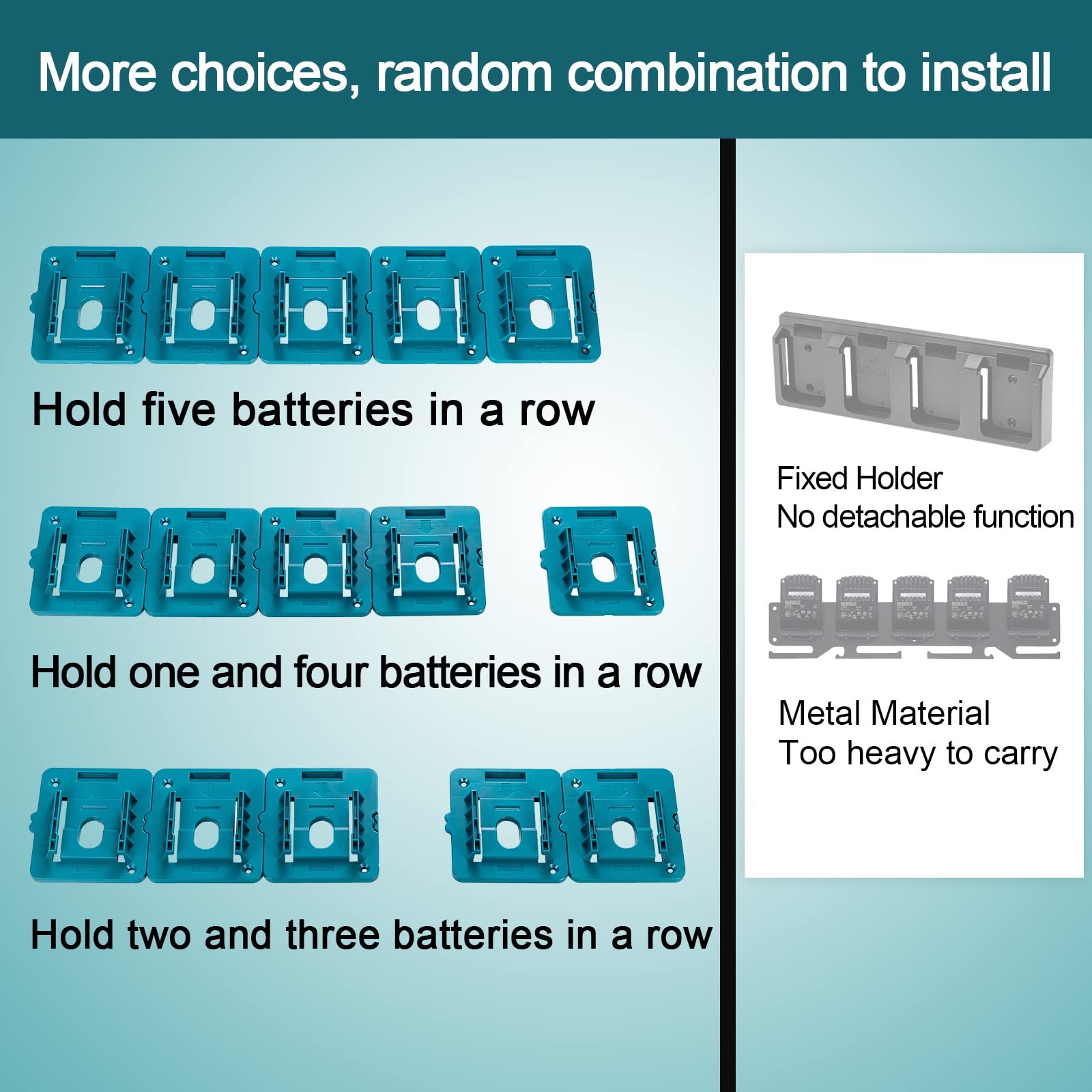 Crivnhar 10 Pack Battery Holder for Makita 18V Battery Mounts Dock Holder Fit for BL1860 BL1850 BL1840 BL1830(w/10 Screws)