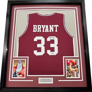 framed facsimile autographed kobe bryant 33x42 lower merion maroon reprint laser auto high school basketball jersey