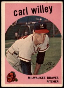 1959 topps # 95 carl willey milwaukee braves (baseball card) vg braves