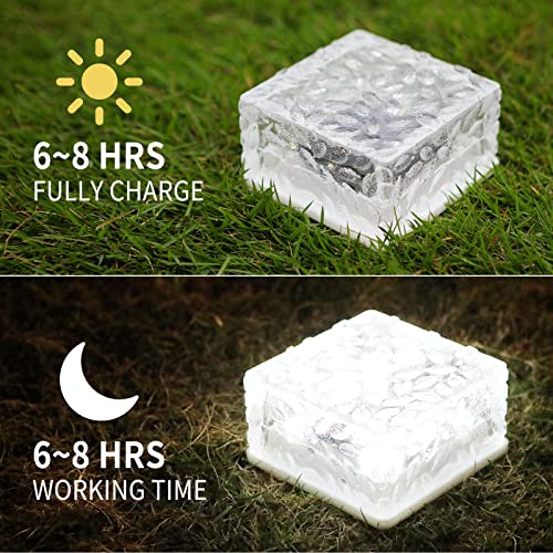 XKSINMY Solar Outdoor Lights Solar Brick Lights Water Proof Solar Ground Lights 4.3 * 4.3inch Warm White Led Lights for Patio Pathway Lawn Yard Deck Driveway Walkway