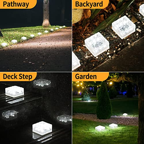 XKSINMY Solar Outdoor Lights Solar Brick Lights Water Proof Solar Ground Lights 4.3 * 4.3inch Warm White Led Lights for Patio Pathway Lawn Yard Deck Driveway Walkway