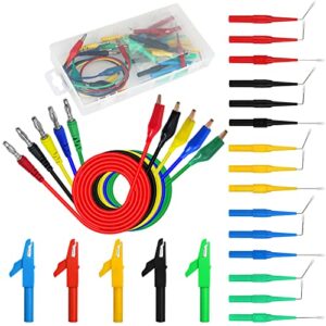 25pcs automotive test leads kit, back probe alligator clips, alligator clip to 4mm banana plug test probe back probes, multimeter electrical testing 5 colors automotive repair diagnosis tools set