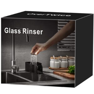 OverTwice Glass Rinser, Washable Inside and Outside of Cup Washer for Sink, Deep Cleaning with Powerful Spraying Holes Cup Washer with High Outer Wall, Glass Rinser for Kitchen Sink, Bottle Washer