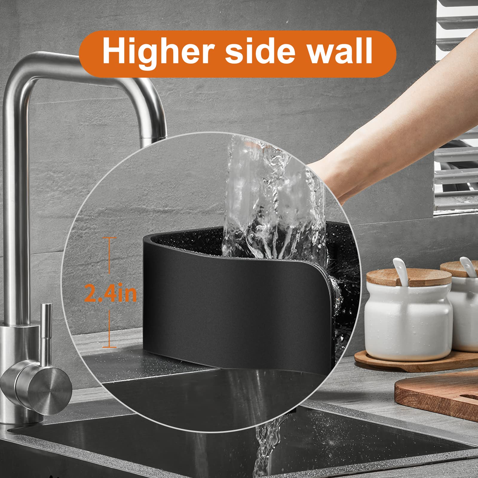 OverTwice Glass Rinser, Washable Inside and Outside of Cup Washer for Sink, Deep Cleaning with Powerful Spraying Holes Cup Washer with High Outer Wall, Glass Rinser for Kitchen Sink, Bottle Washer