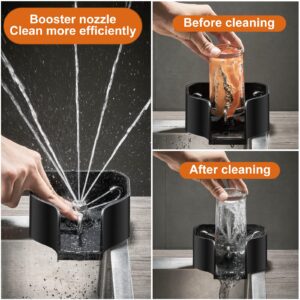 OverTwice Glass Rinser, Washable Inside and Outside of Cup Washer for Sink, Deep Cleaning with Powerful Spraying Holes Cup Washer with High Outer Wall, Glass Rinser for Kitchen Sink, Bottle Washer